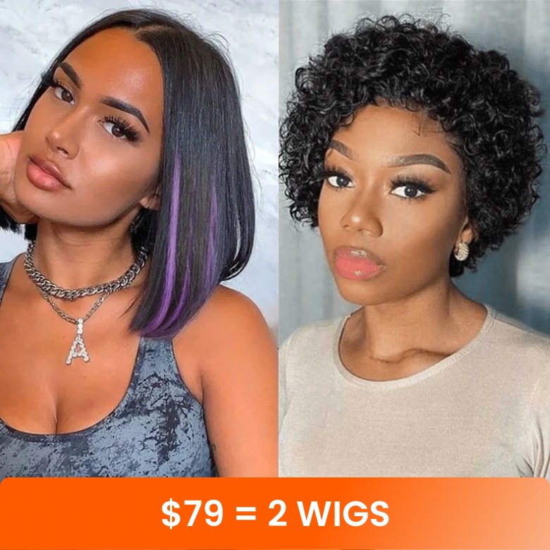 Julia Flash Sale Bob Human Hair Wigs With Purple Color Middle Part Bob Wigs